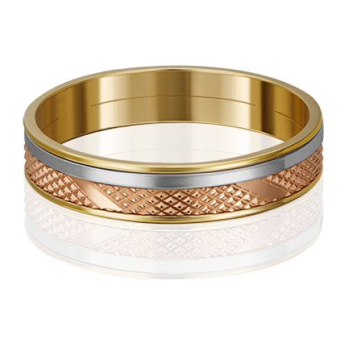Кольцо обручальное PLATINA, комбинированное золото, 585 проба, размер 17