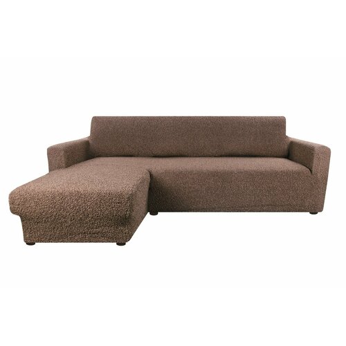 Чехол для мебели: Чехол на угловой диван левый угол универсальный на резинке "Аричиато" Медитеранио коричневый