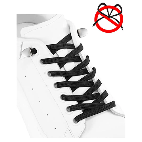 Черные Эластичные шнурки для обуви без завязок / плоские шнypки с металлической застежкой / ленивые шнурки / удобные шнypки
