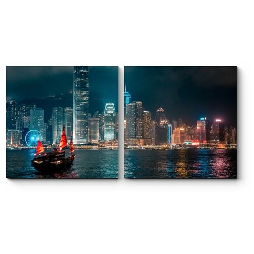 Модульная картина Ночные огни Гонконга40x20
