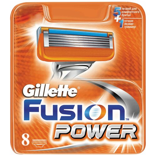 Сменные кассеты для бритья 8 шт, GILLETTE (Жиллет) "Fusion Power", для мужчин, GIL-81372247, 1 шт.