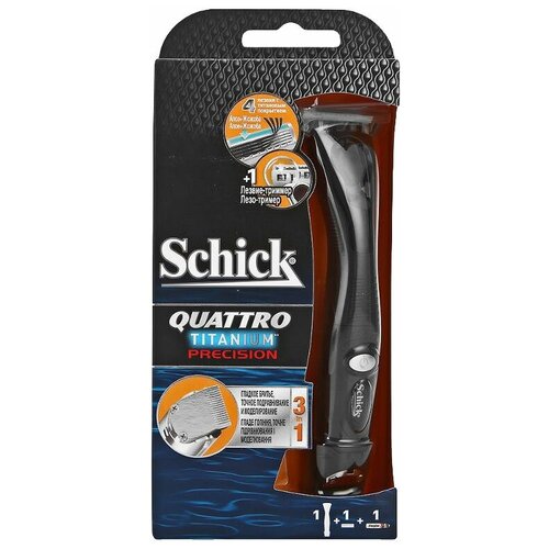 Многоразовый бритвенный станок Schick Quattro Titanium Precision, 1 шт.