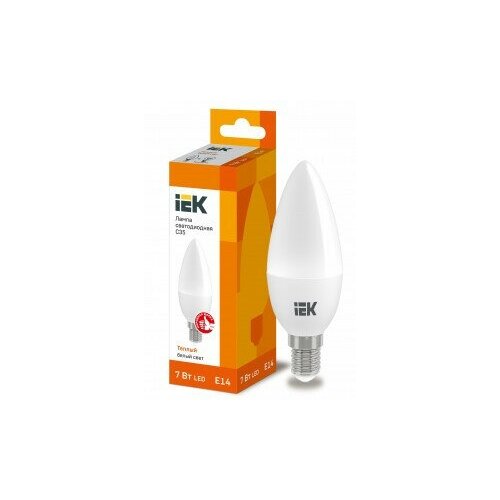 Светодиодная LED лампа IEK свеча C35 E14 7W(630lm) 3000K 2K 100x35 матовая ECO LLE-C35-7-230-30-E14 (упаковка 16 штук)