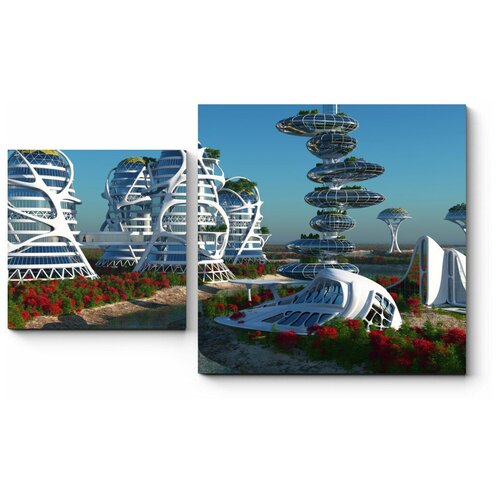 Модульная картина Побережье города будущего 100x60