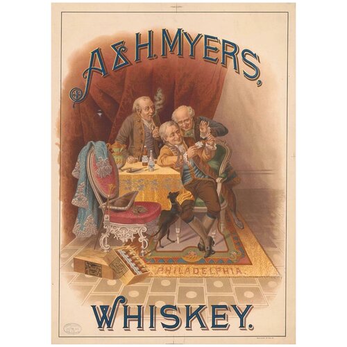 Постер / Плакат / Картина Рекламный плакат - Виски A and H. Myers, Whisky 50х70 см в подарочном тубусе