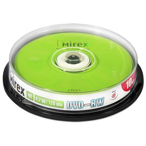 Диск Mirex DVD-RW 4,7Gb 4x cake, упаковка 10 штук