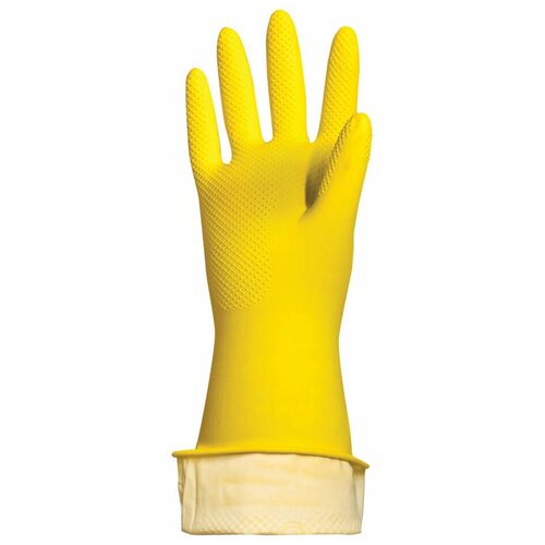 Перчатки Любаша Эконом латексные, 1 пара, размер L, цвет желтый