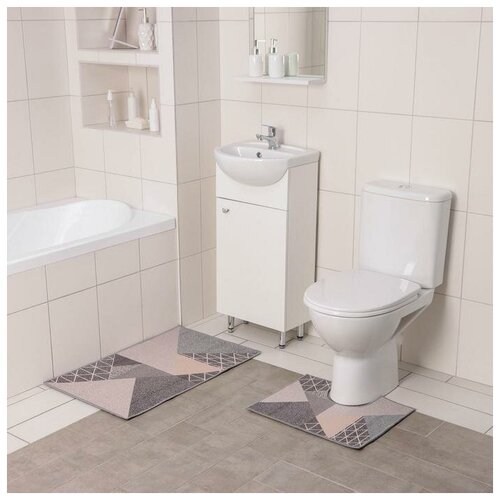 Набор ковриков для ванной и туалета Доляна «Дора», 2 шт: 50×80, 50×40 см
