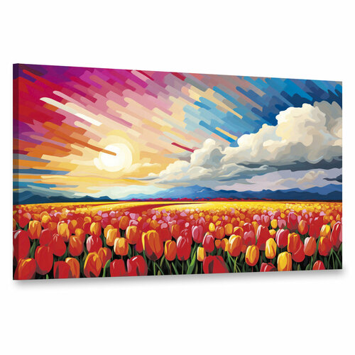 Интерьерная картина 100х60 "Тюльпановый рай"