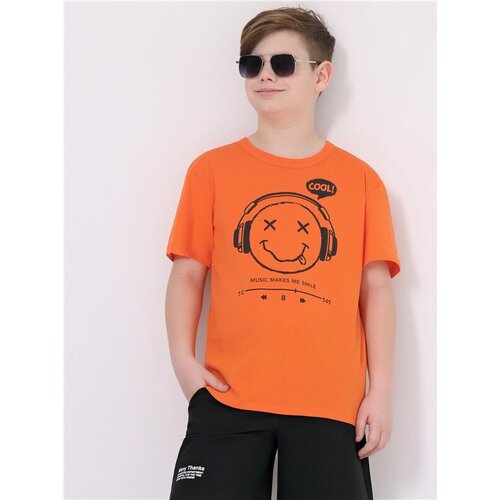 Футболка Апрель, размер 64-128, оранжевый, черный