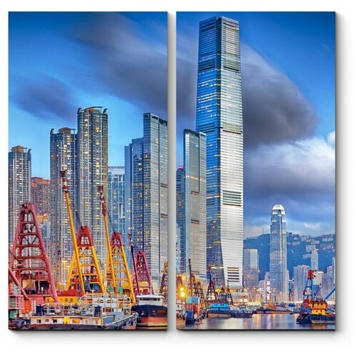 Модульная картина Небоскребы Гонконга на закате50x50