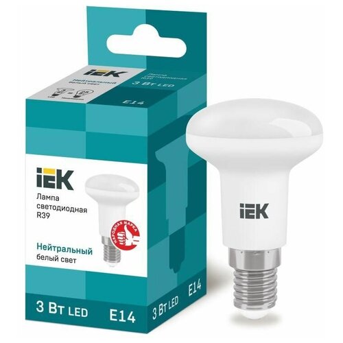 Лампа светодиодная Eco 3Вт R39 4000К нейтр. бел. E14 270лм 230-240В IEK LLE-R39-3-230-40-E14 (упаковка 5 шт)