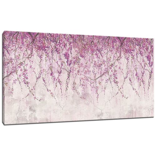 Картина Уютная стена "Нежные ветви сакуры пастелью" 120х60 см
