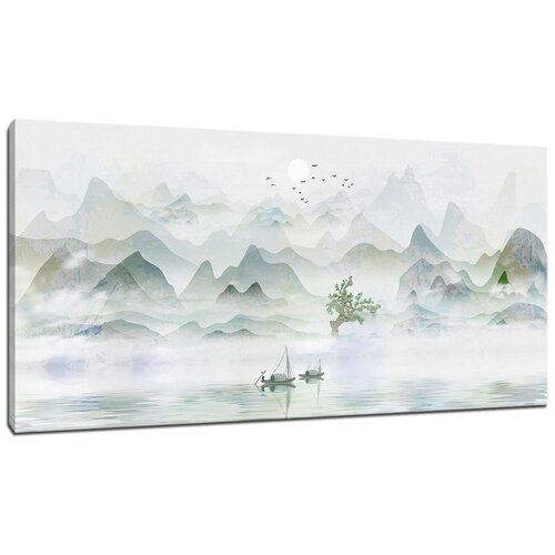 Картина Уютная стена "Рыбак в тумане" 130х60 см