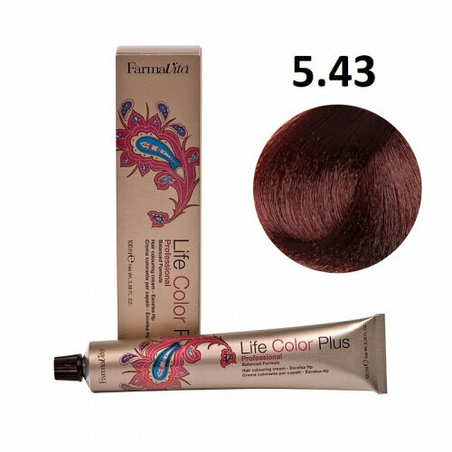 Крем-краска для волос Farmavita Life Color Plus 5.43 медно-золотистый каштан, 100 мл