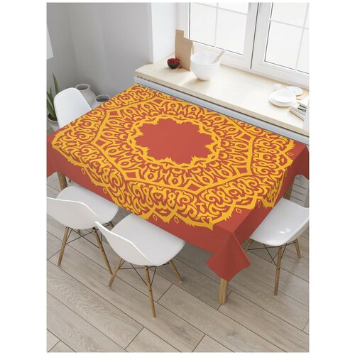 Скатерть прямоугольная JoyArty на кухонный стол "Круговое кружевное плетение" из оксфорда, 120x145 см