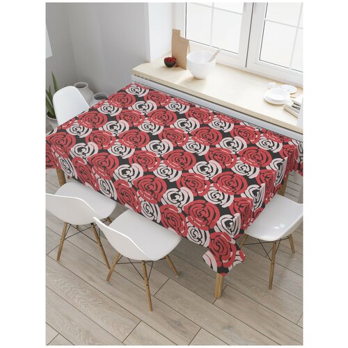 Скатерть прямоугольная JoyArty на кухонный стол "Мазки розы" из оксфорда, 120x145 см
