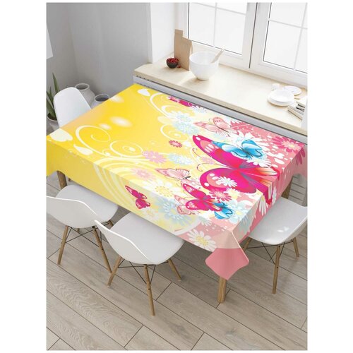 Скатерть прямоугольная JoyArty на кухонный стол "Парящие насекомые" из оксфорда, 120x145 см