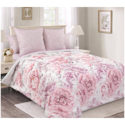 Комплект постельного белья Королевское искушение Рапсодия 2, евростандарт, перкаль, розовый