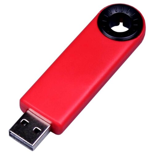 Классическая красная выдвижная пластиковая флешка с круглым отверстием (32 Гб / GB USB 3.0 Черный/Black 035R)