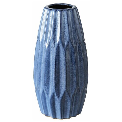 Керамическая ваза вечерняя акварель, овальная, тёмно-голубая, 24 см, Boltze 1005975-овал