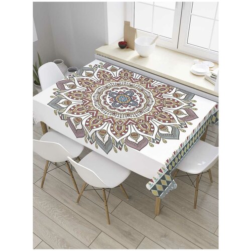 Скатерть прямоугольная JoyArty на кухонный стол "Цветочный эпицентр" из оксфорда, 180x145 см