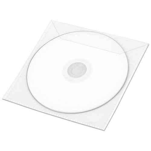 Конверт для CD/DVD диска, плотный полипропилен 120 мкм, прозрачный, упаковка 100 шт.