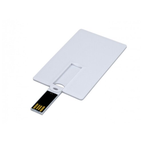 Флешка пластиковая карта для нанесения логотипа с откидным механизмом (128 Гб / GB USB 2.0 Белый/White Card4)