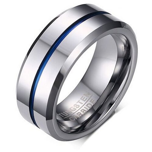 Кольцо 2beMan, размер 21, ширина 8 мм, серебряный, синий