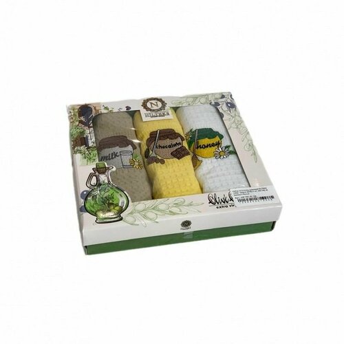 Набор кухонных полотенец вафельных хлопковых NILTEKS HM740 V8 МЕД 40х60 (3шт)