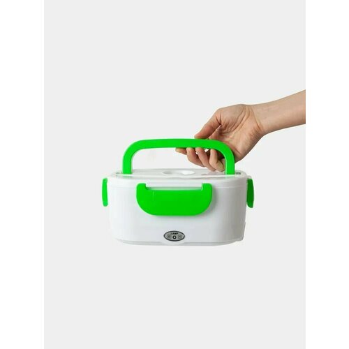 Ланч-бокс с подогревом автомобильный зеленый / контейнер для еды электрический / бокс из нержавеющей стали автомобильный