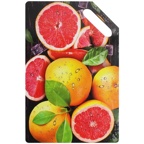 Разделочная доска Florento Сочный грейпфрут 4774417, 27х18 см, 1 шт., красный/желтый