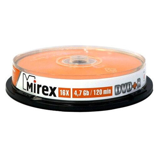 Диск DVD+R Mirex 4.7 Gb, 16x, Cake Box, 10шт