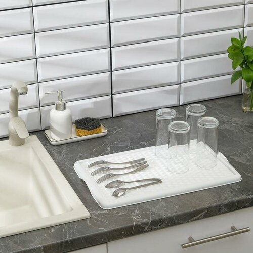 IDEA Поднос с вкладышем для сушки посуды, 42,5×27 см, цвет белый