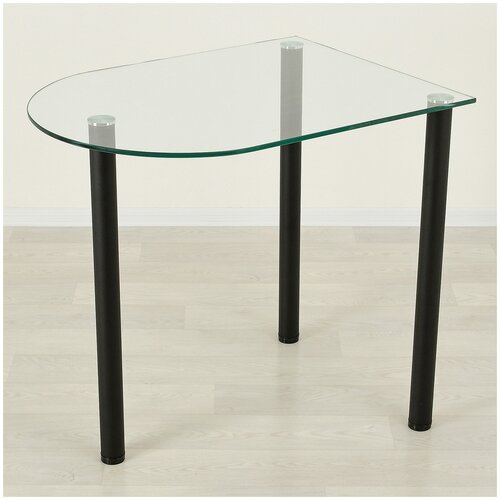 Стеклянный стол полуовальный Эдель 30-3 прозрачный/черный (800х600)
