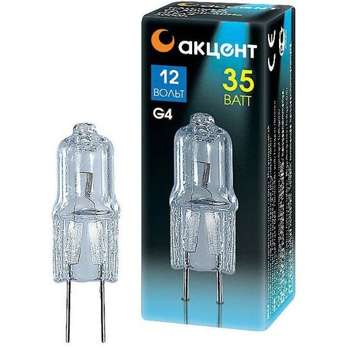 Лампа галогеновая Акцент JC 12В 35W G4 капсульная прозрачная 1 шт 109287