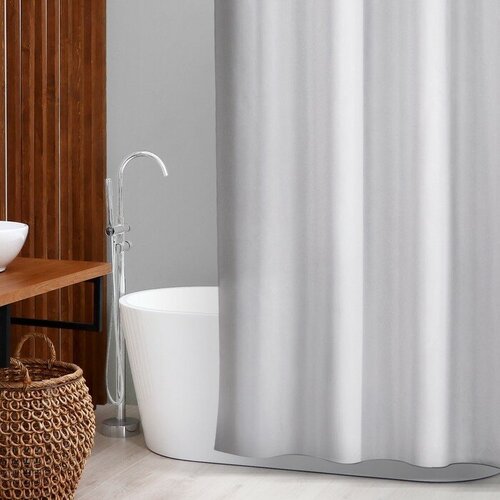 Штора для ванны SAVANNA "Классика", с люверсами, 180×200 см, полиэстер, цвет белый