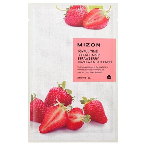 Mizon Joyful Time Essence Mask Strawberry тканевая маска с экстрактом клубники, 23 мл