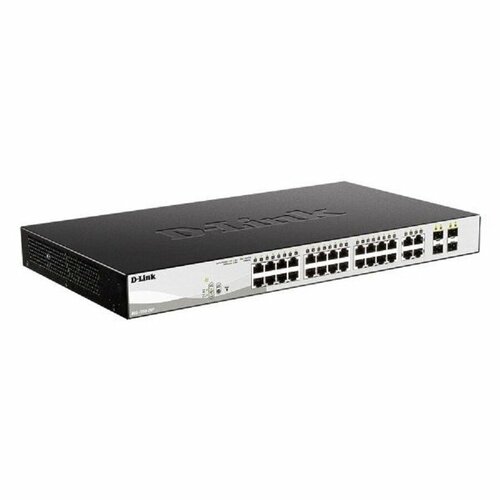 D-Link SMB Сетевое оборудование D-Link DGS-1210-28P/F5A Настраиваемый L2 коммутатор с 24 портами 10/100/1000Base-T и 4 комбо-портами 100/1000Base-T/SFP (24 порта PoE 802.3af/at, PoE-бюджет 193 Вт)