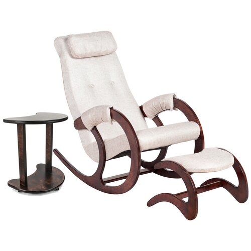 Кресло-качалка Блюз с банкеткой и столиком Beige, Античный дуб