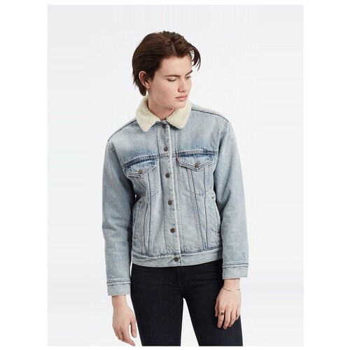 Джинсовая куртка Levi's Ex-Boyfriend Sherpa Trucker Jacket, размер M, голубой