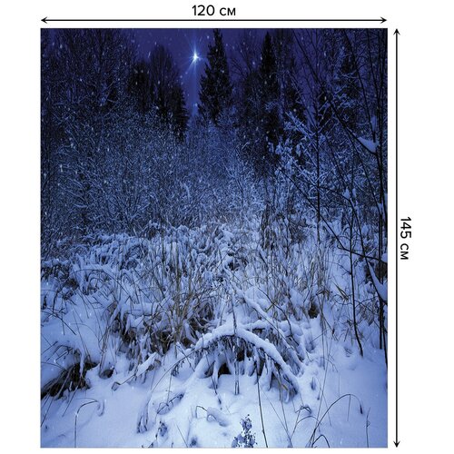 Скатерть прямоугольная JoyArty "Зимняя ночь в лесу" из сатена, 120x145 см