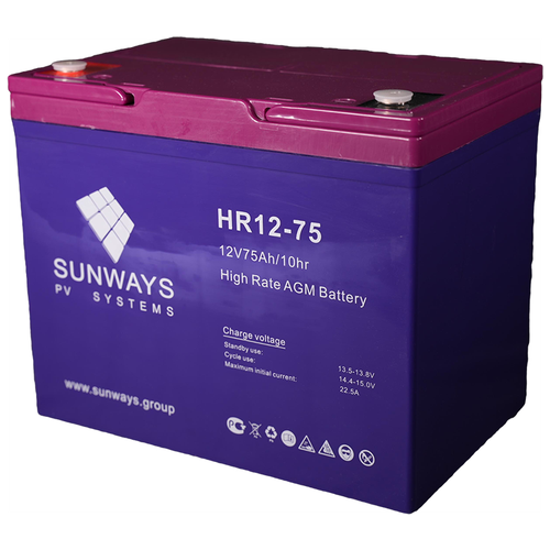 Аккумуляторная батарея SUNWAYS HR 12-75