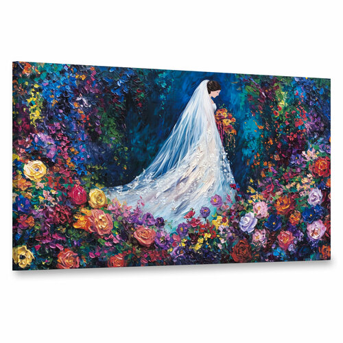 Интерьерная картина 100х60 "Невеста в цветах"