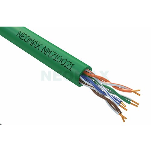 Кабель витая пара NEOMAX NM710021-050М-P U/UTP cat.5e 4x2x0.52 (24 AWG) (50 м) одножильный, чистая медь, PVCLS нг(А)-LSLTx, зеленый