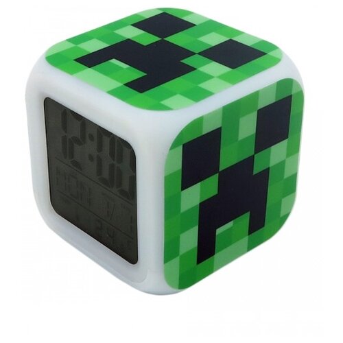 Часы с термометром Pixel Crew Крипер, черный/зеленый