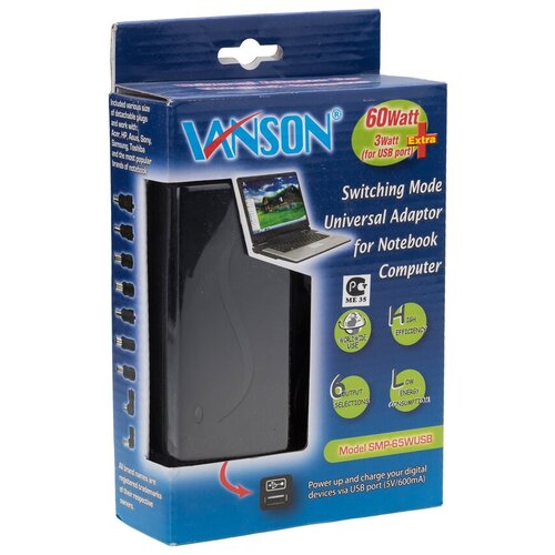 Блок питания для ноутбука VANSON SMP-65W USB, универсальный