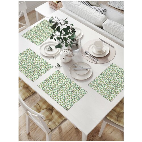 Салфетки на стол для сервировки прямоугольные, плейсмат JoyArty "Экзотические растения и деревья", 32x46 см, в комплекте 4шт.