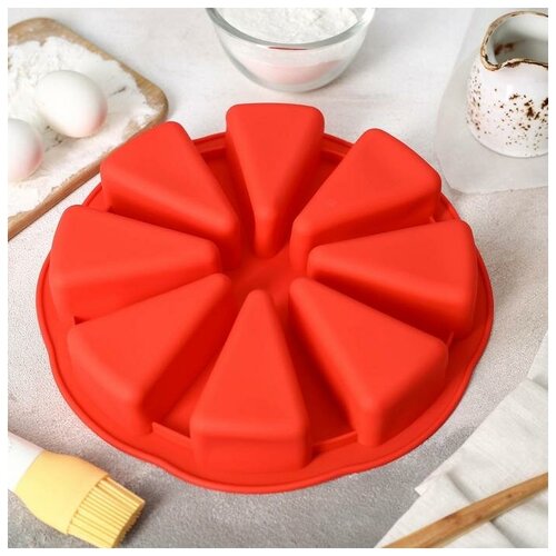 Форма силиконовая для выпечки "Кусочки торта", 27,5х27,5 см, 8 ячеек (10х6,2 см), цвет микс