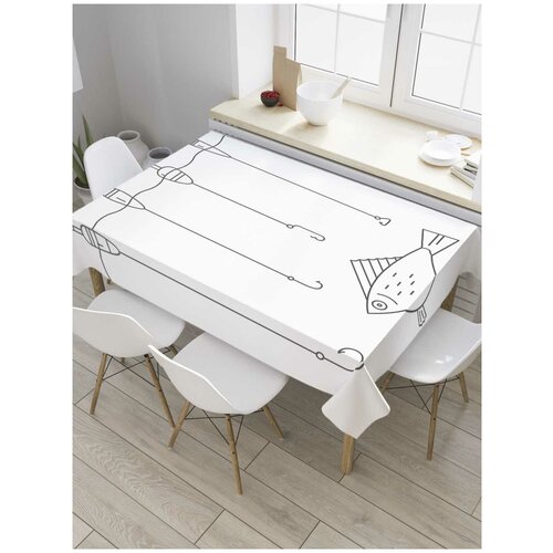 Скатерть прямоугольная JoyArty на кухонный стол "Рыбалка" из оксфорда, 120x145 см